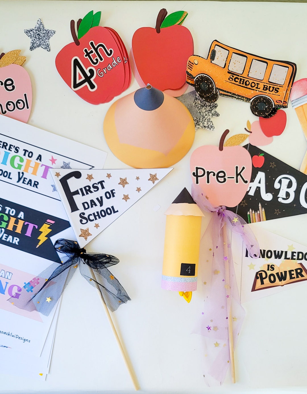 First Day of School Flags Back to School Printable Pennant Flags ...