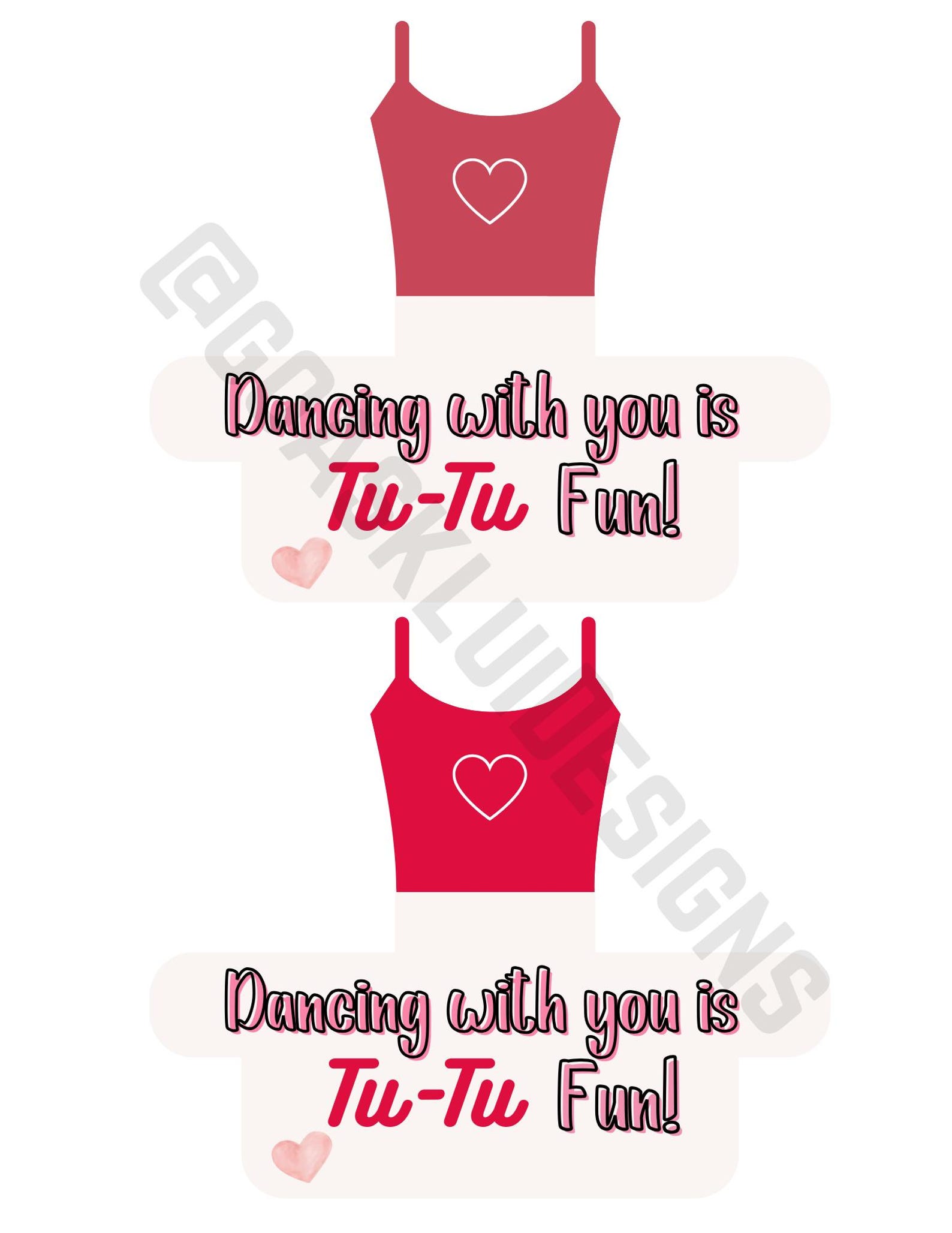 Ballet Printable, Scrunchie Ballet Valentines Card, Tutu Scrunchie ...