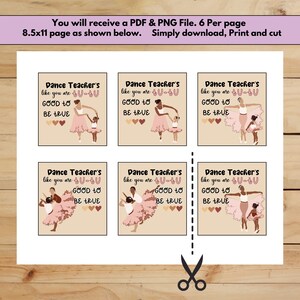 Dance Teacher Appreciation Tags, Ballet Teacher Appreciation Tags ...