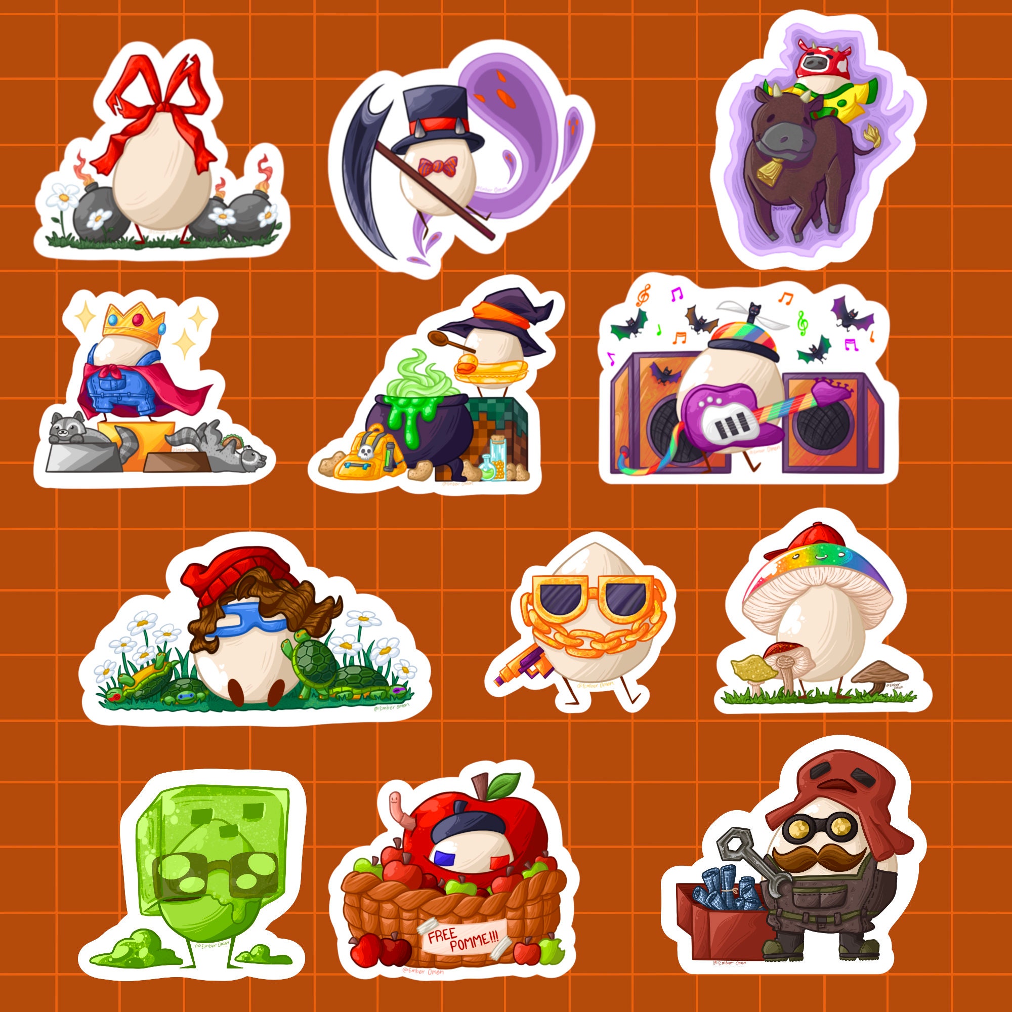 QSMP Eggs Halloween Stickers wave 1 Holographic Sticker, Bullet Journal ...