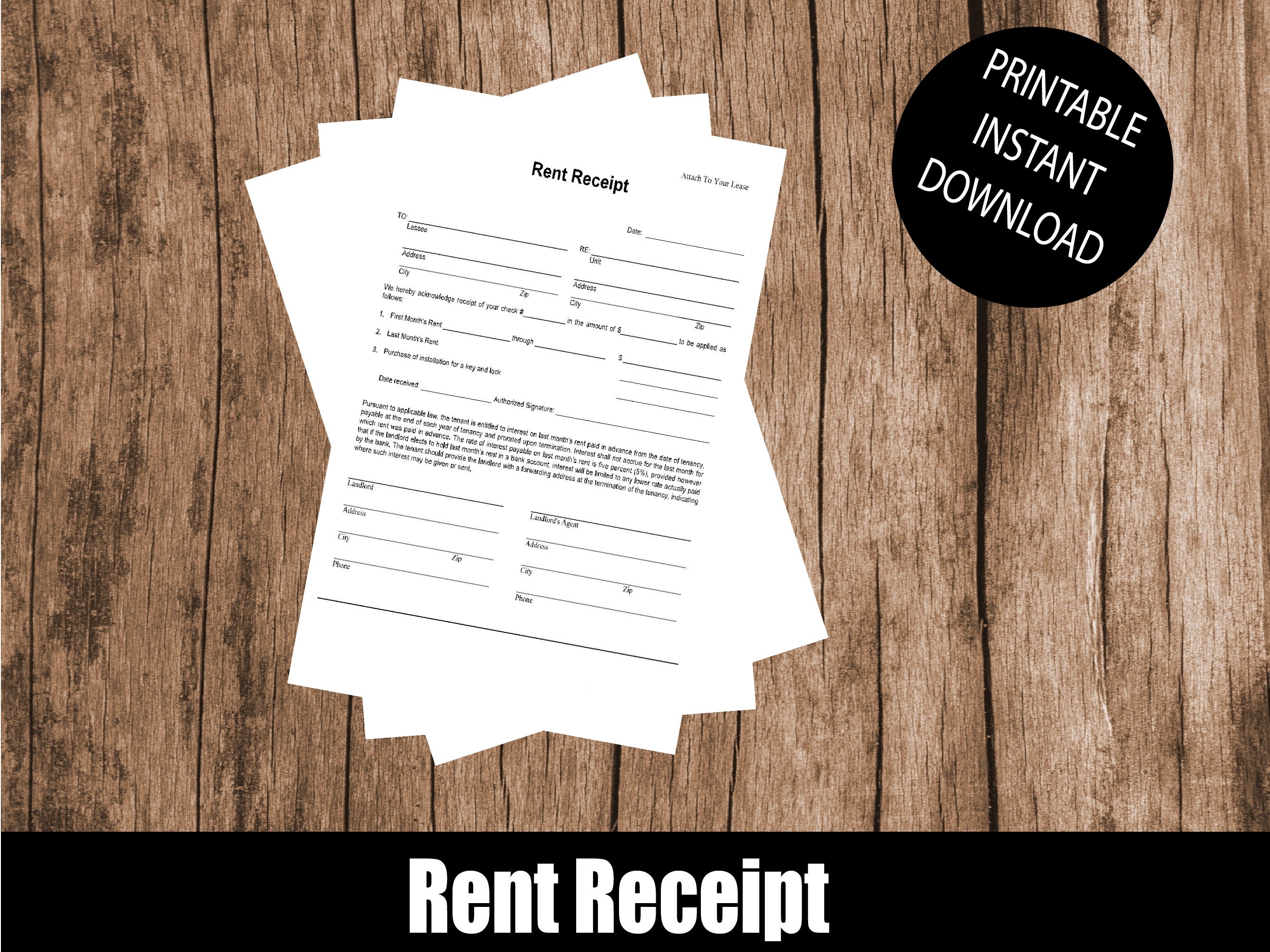 Rental Receipt Template, Printable Rental Receipt Pdf, Rental Receipt ...