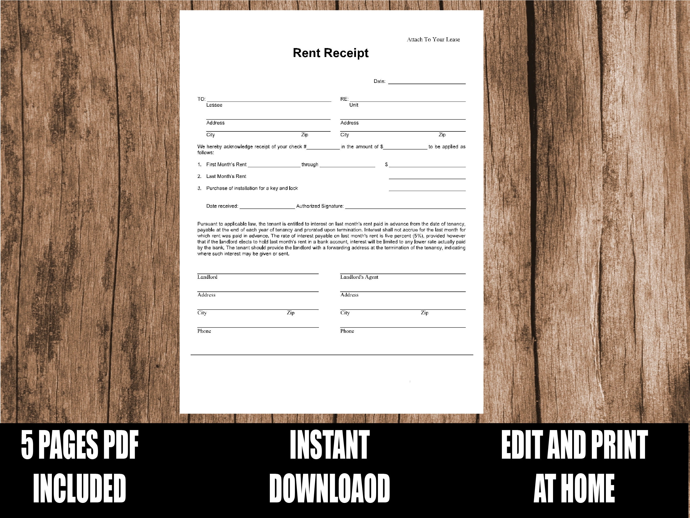 Rental Receipt Template, Printable Rental Receipt Pdf, Rental Receipt ...
