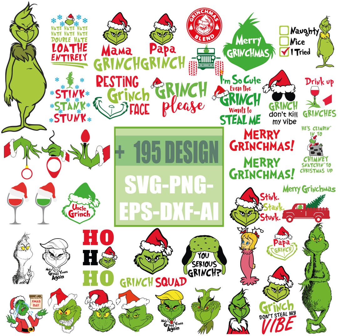 The Grinch Svg Bundle | 195+ Unique Design | Grinch Christmas Svg ...