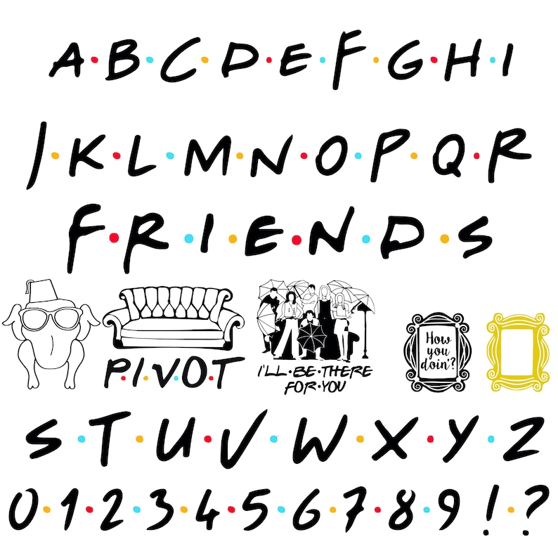 Friends Font SVG, Friends Digital Fonts, Friends Clipart, Friendship ...