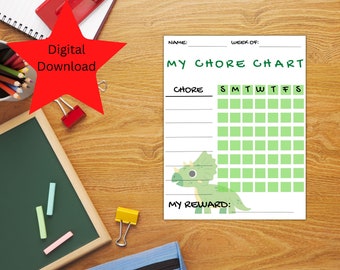 Printable Kids Chore Chart Red Children's Daily Routine Red Gray My ...