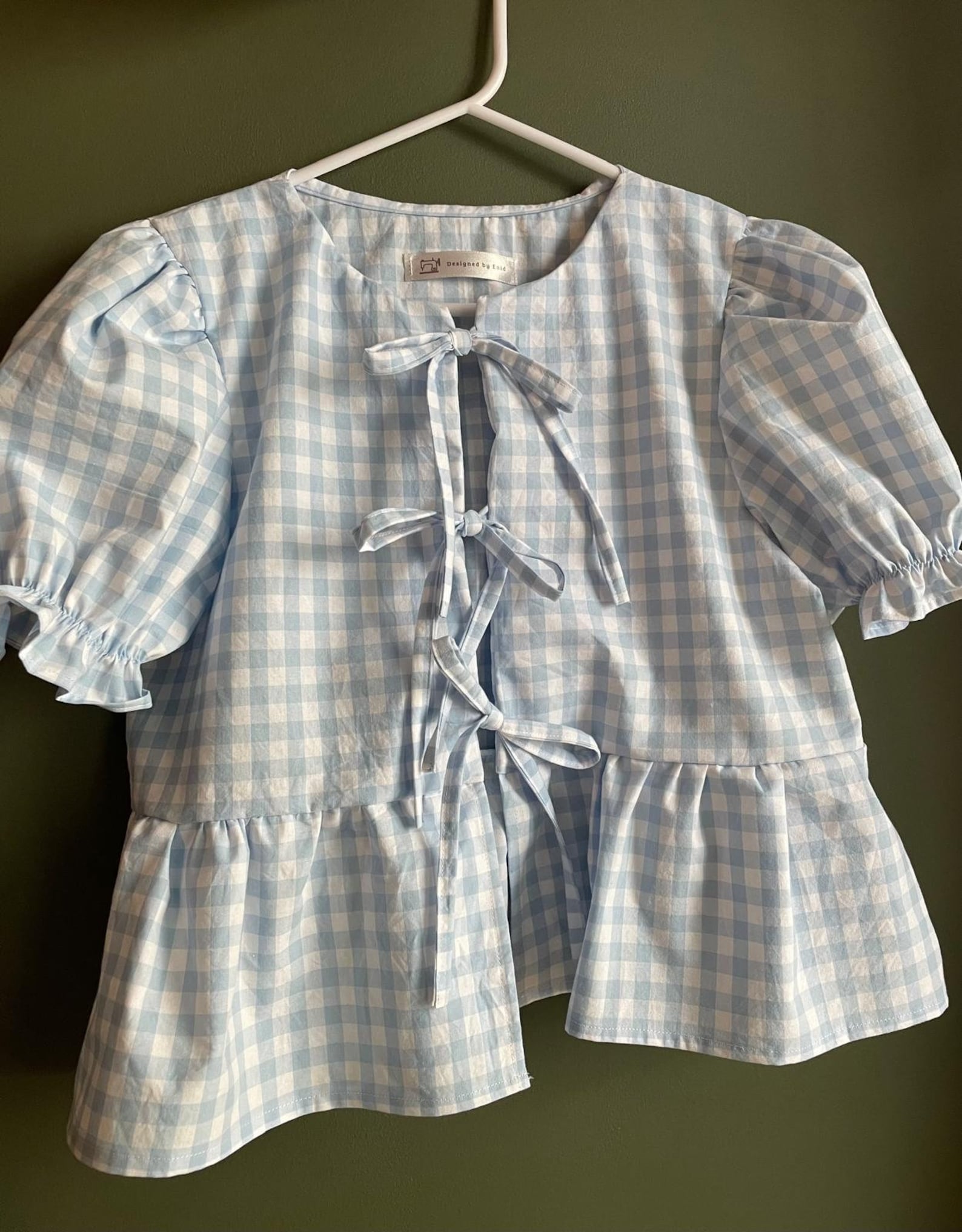 Tie Front Top - GANNI Dupe - Puff Sleeve - Made to Order - Etsy