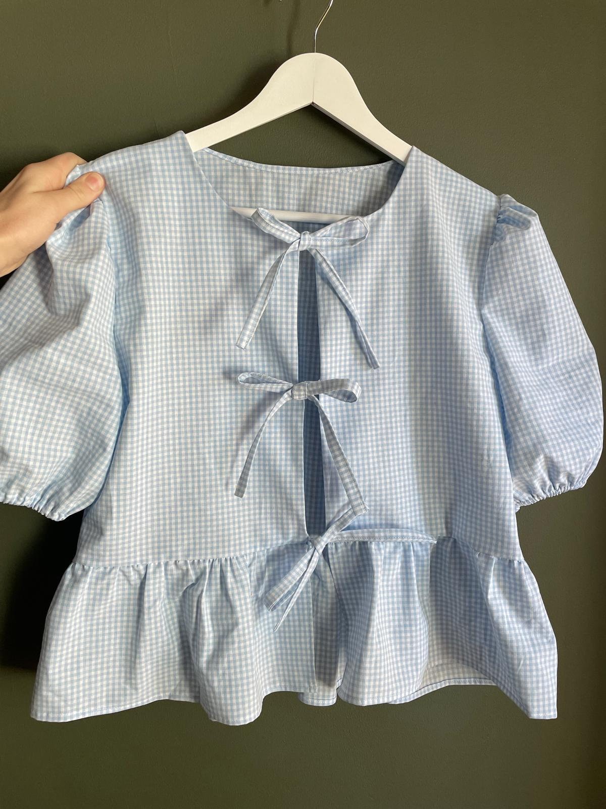 Tie Front Top - GANNI Dupe - Puff Sleeve - Made to Order - Etsy