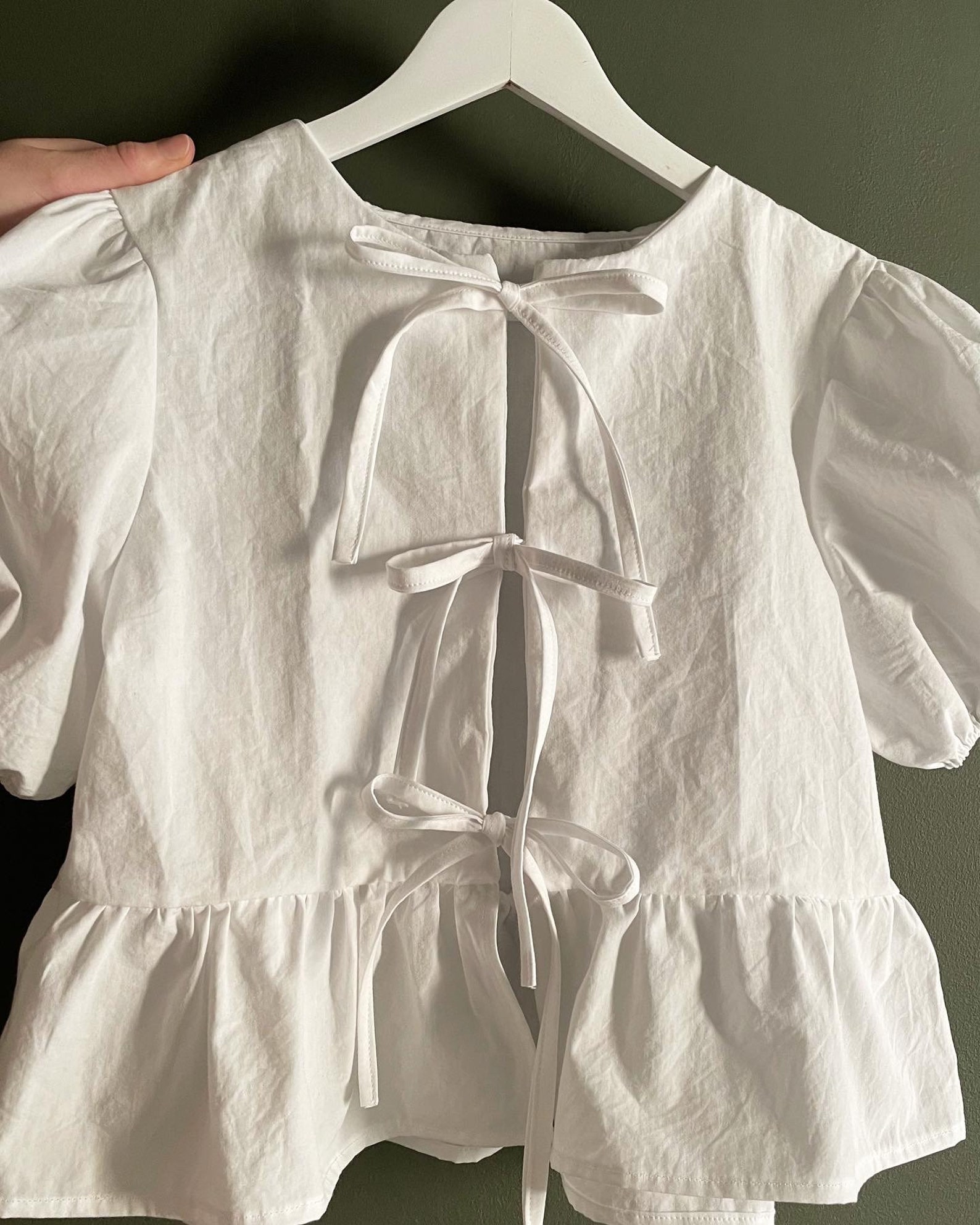 Tie Front Top - GANNI Dupe - Puff Sleeve - Made to Order - Etsy