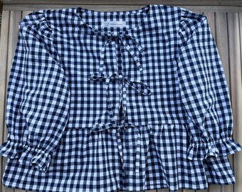 Tie Front Top GANNI Dupe Puff Sleeve Made to Order - Etsy