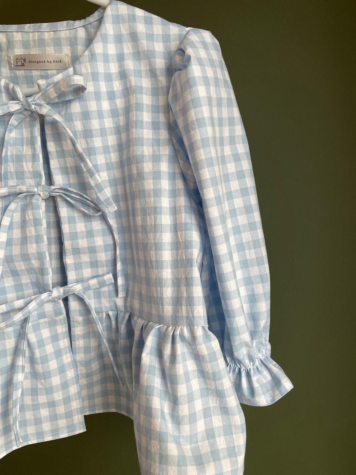 Tie Front Top - GANNI Dupe - Puff Sleeve - Made to Order - Etsy