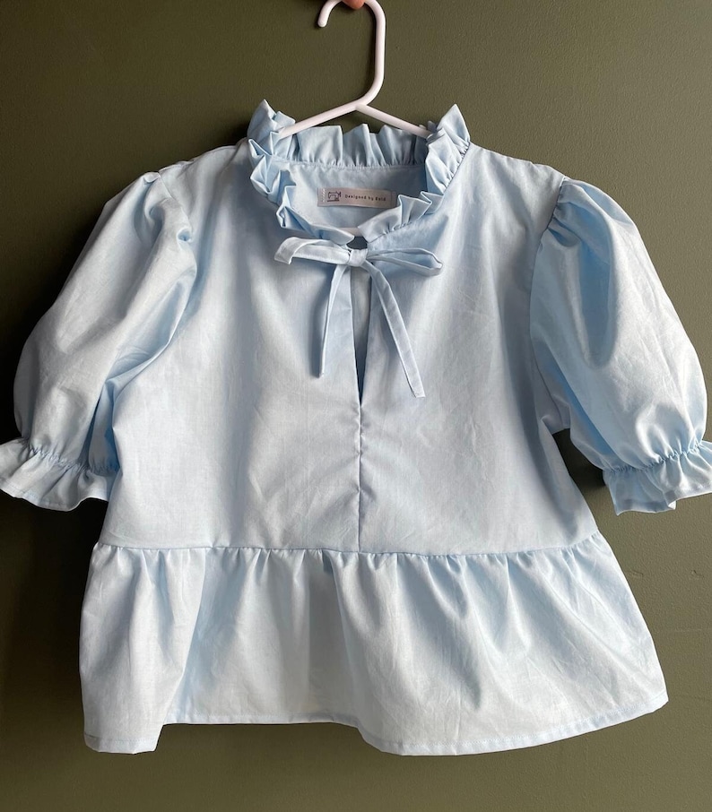 Tie Front Top - Ruffle Top - Puff Sleeve - Made to Order - Etsy
