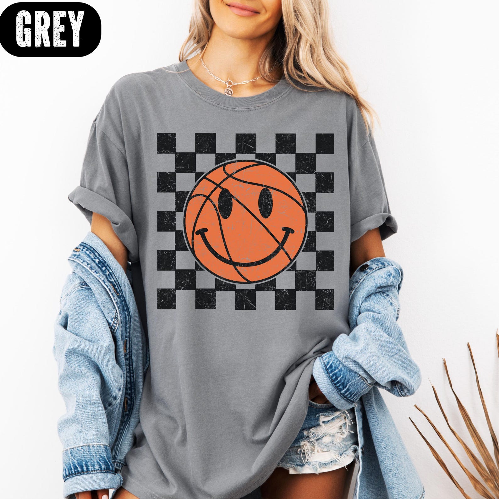 Smiley Face Basketball Shirt, Comfort Colors® Basketball Season Shirt ...