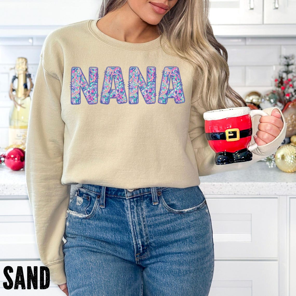 Floral Nana Sweatshirt, Personalized Nana Sweater, Christmas Nana ...