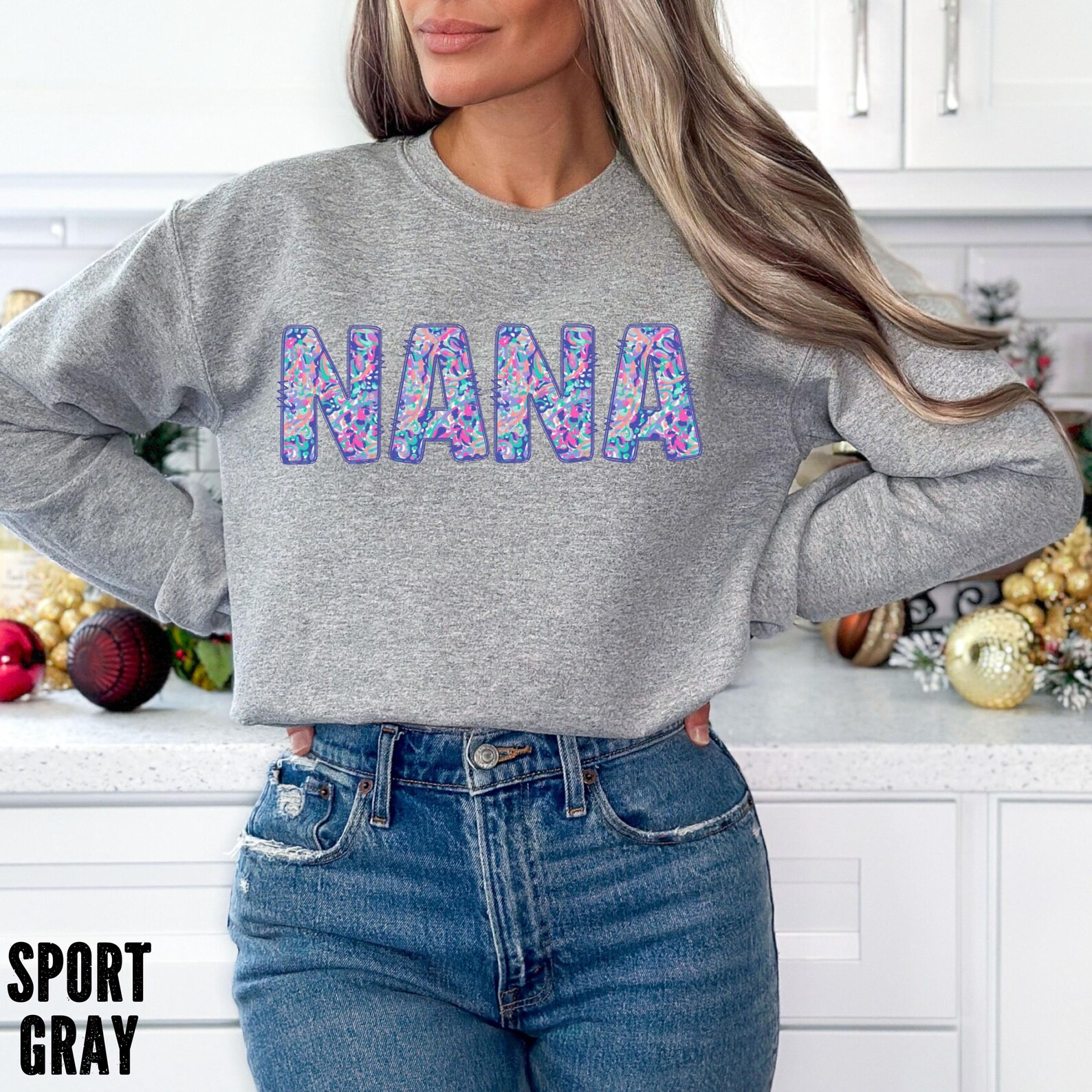 Floral Nana Sweatshirt, Personalized Nana Sweater, Christmas Nana ...