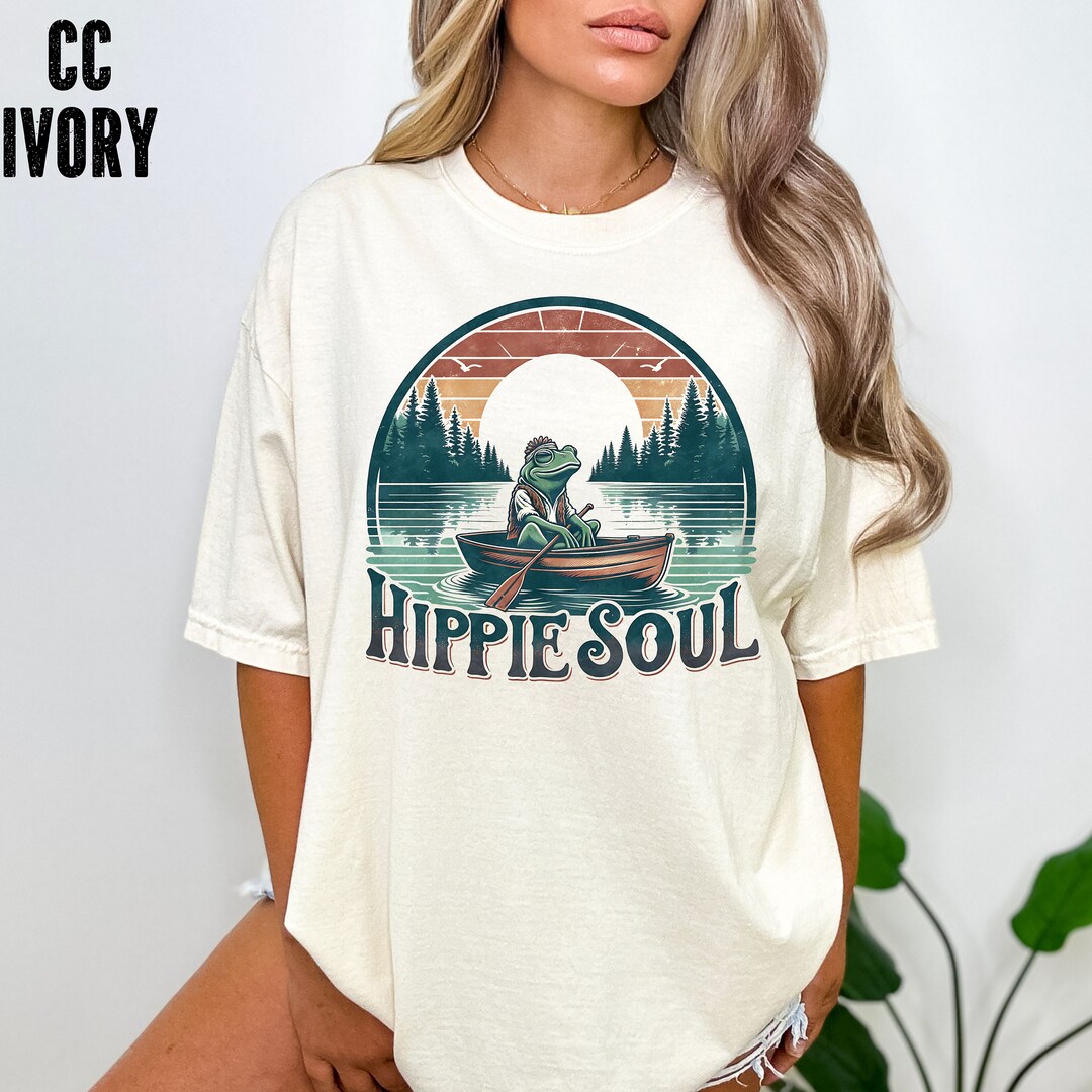 Comfort Colors HIPPIE SOUL T-shirt, Funny Frog T-shirt, Hippie Frog ...