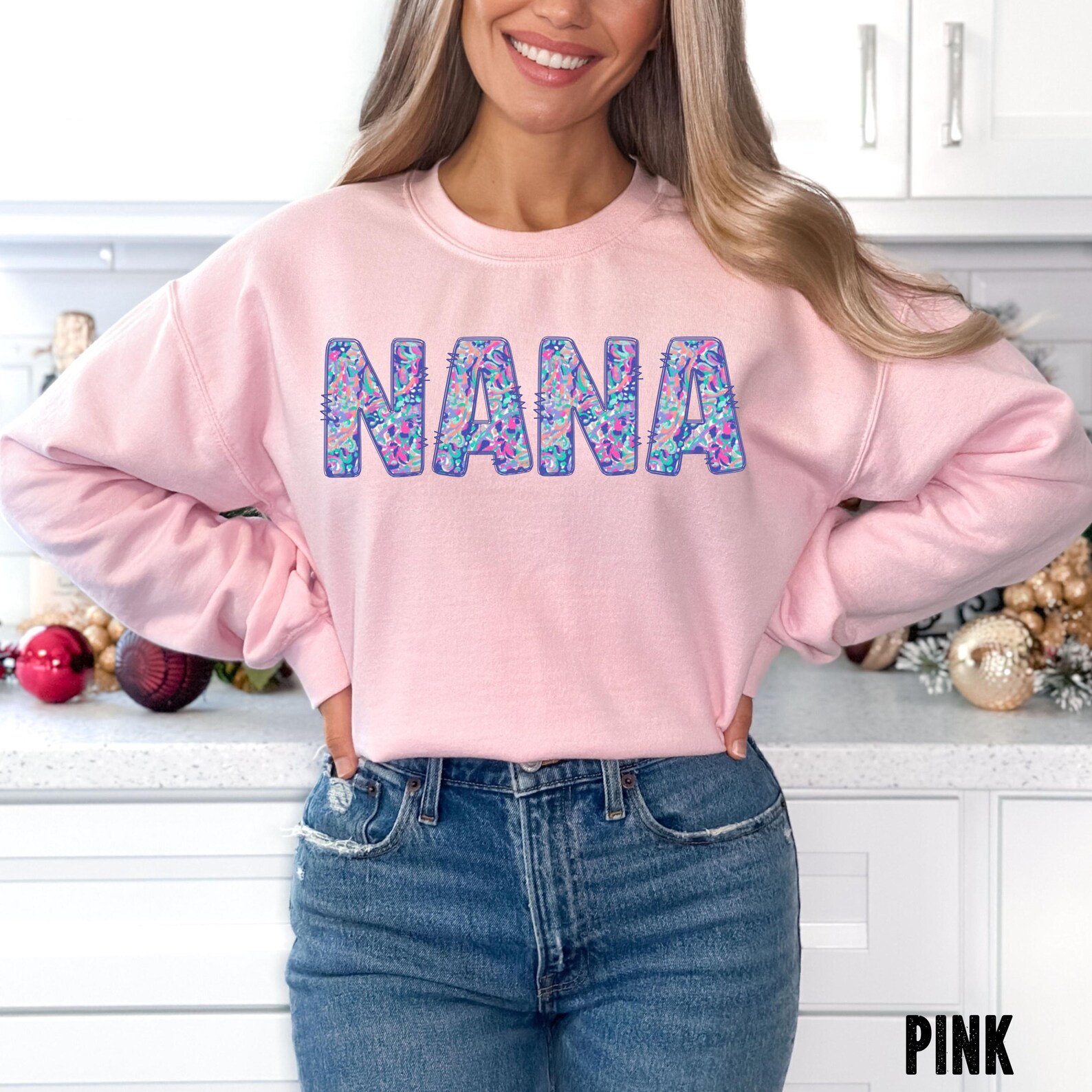 Floral Nana Sweatshirt, Personalized Nana Sweater, Christmas Nana ...