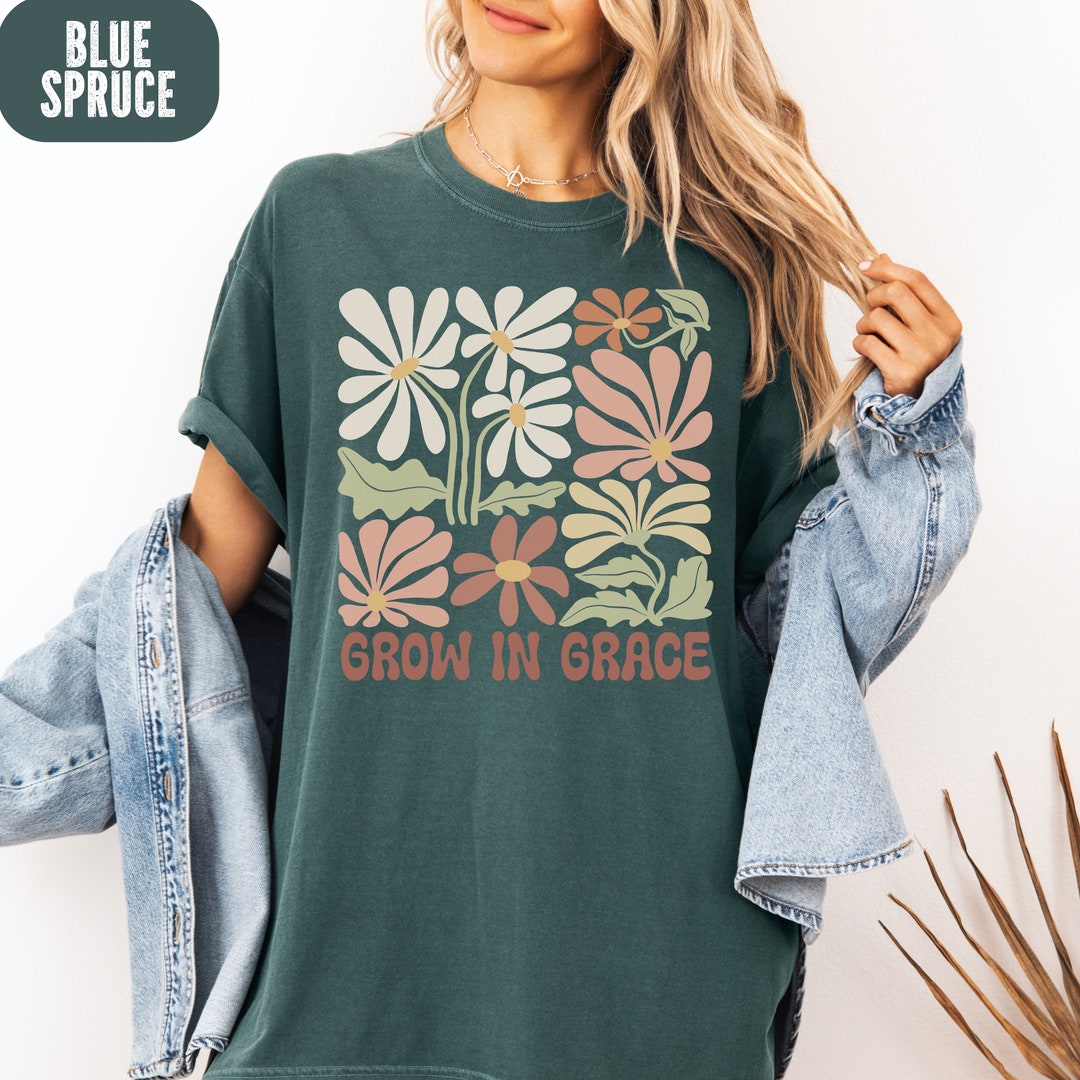 Grow in Grace Shirt, Comfort Colors® Christian Floral Shirt, Bible ...