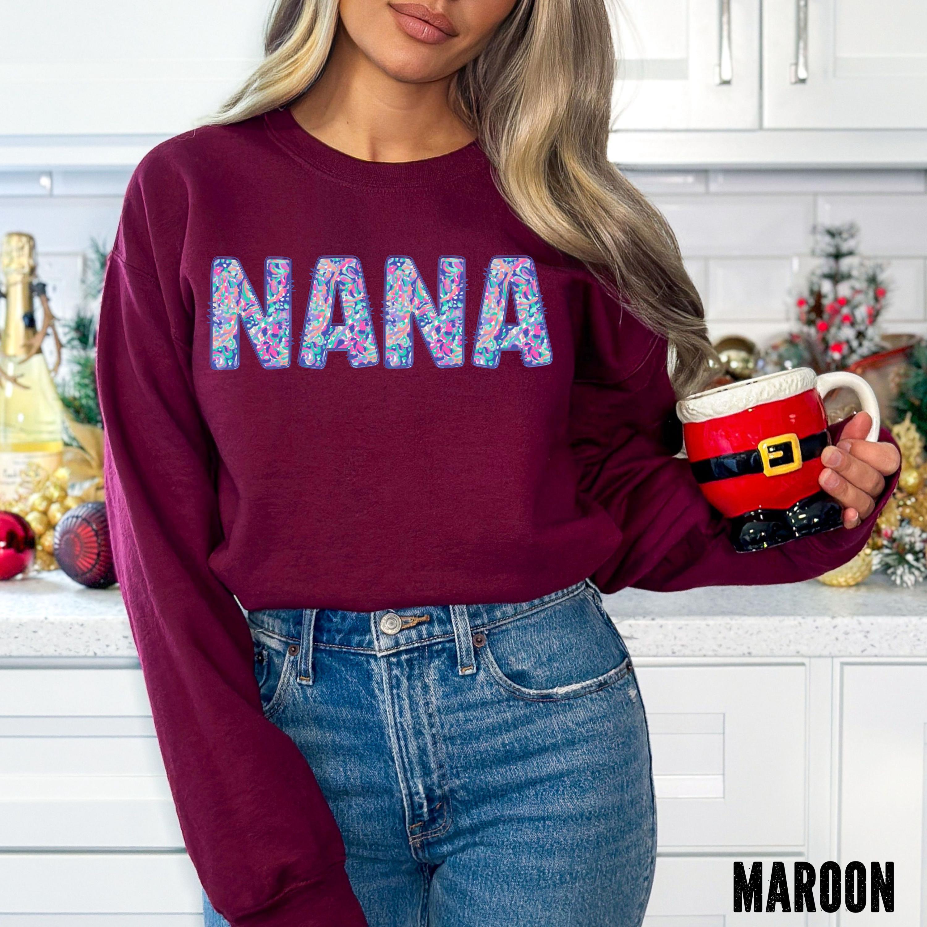 Floral Nana Sweatshirt, Personalized Nana Sweater, Christmas Nana ...