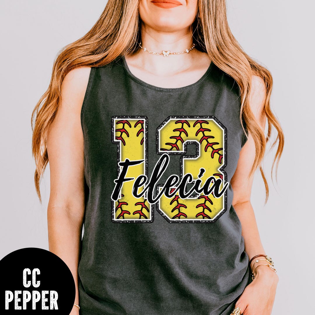 Custom Softball Tank Top, Comfort Colors® Softball Name and Number Tank ...