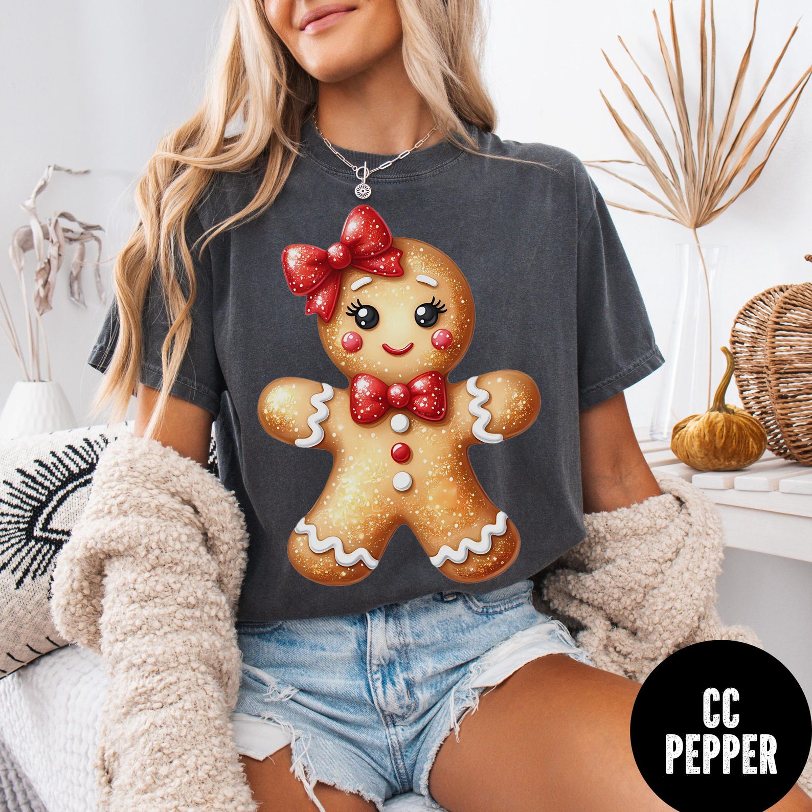 Sparkly Gingerbread Girl T-shirt, Comfort Colors® Girly Gingerbread ...