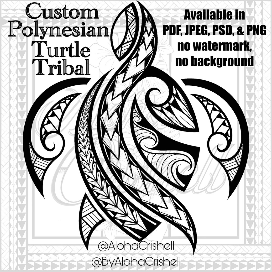 Custom POLYNESIAN TURTLE Design @byalohacrishell - Etsy