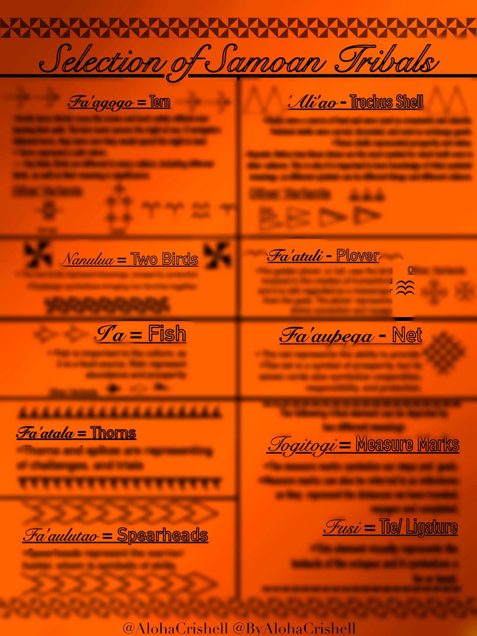 Selection of SAMOAN Tribals With Meanings and Variants - Etsy
