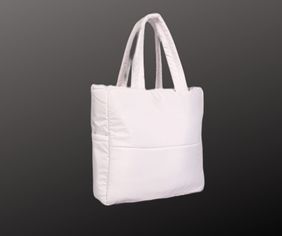 Embossed Puff Tote Bag | White, White Tote Bag With Embossed Pattern ...