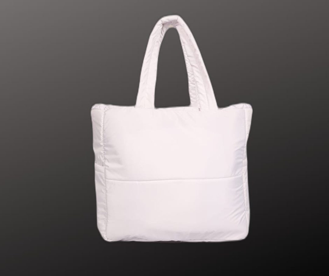Embossed Puff Tote Bag | White, White Tote Bag With Embossed Pattern ...