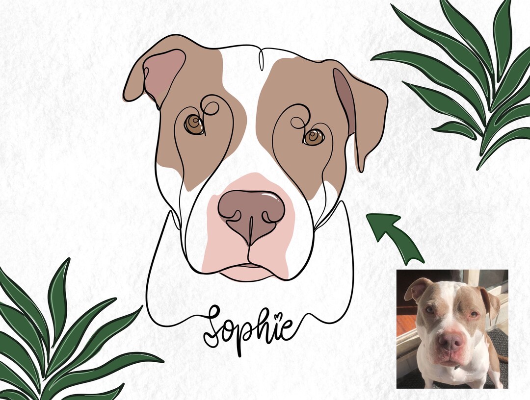 Custom One Line Dog Drawing, One Line Art, Pet Portrait, Digital ...