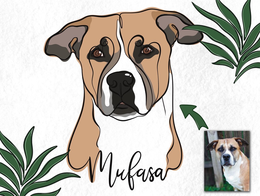 Custom One Line Dog Drawing, One Line Art, Pet Portrait, Digital ...