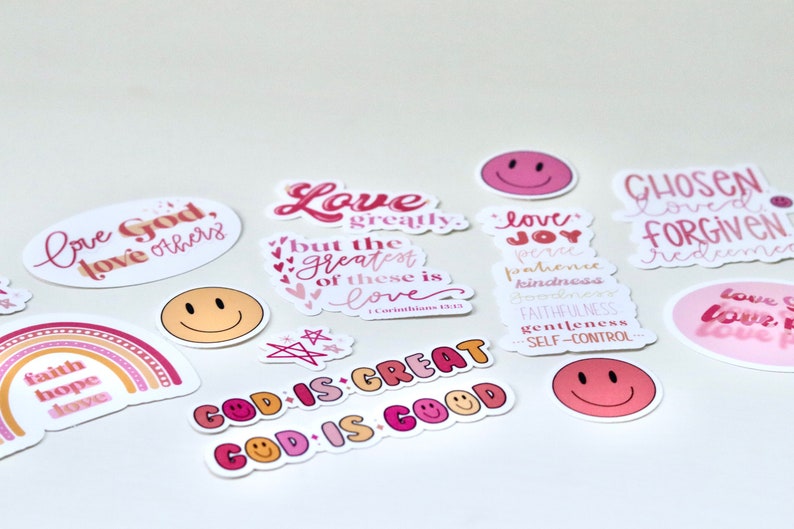 Christian Sticker Pack Love God, Love People Pink & Gold - Etsy