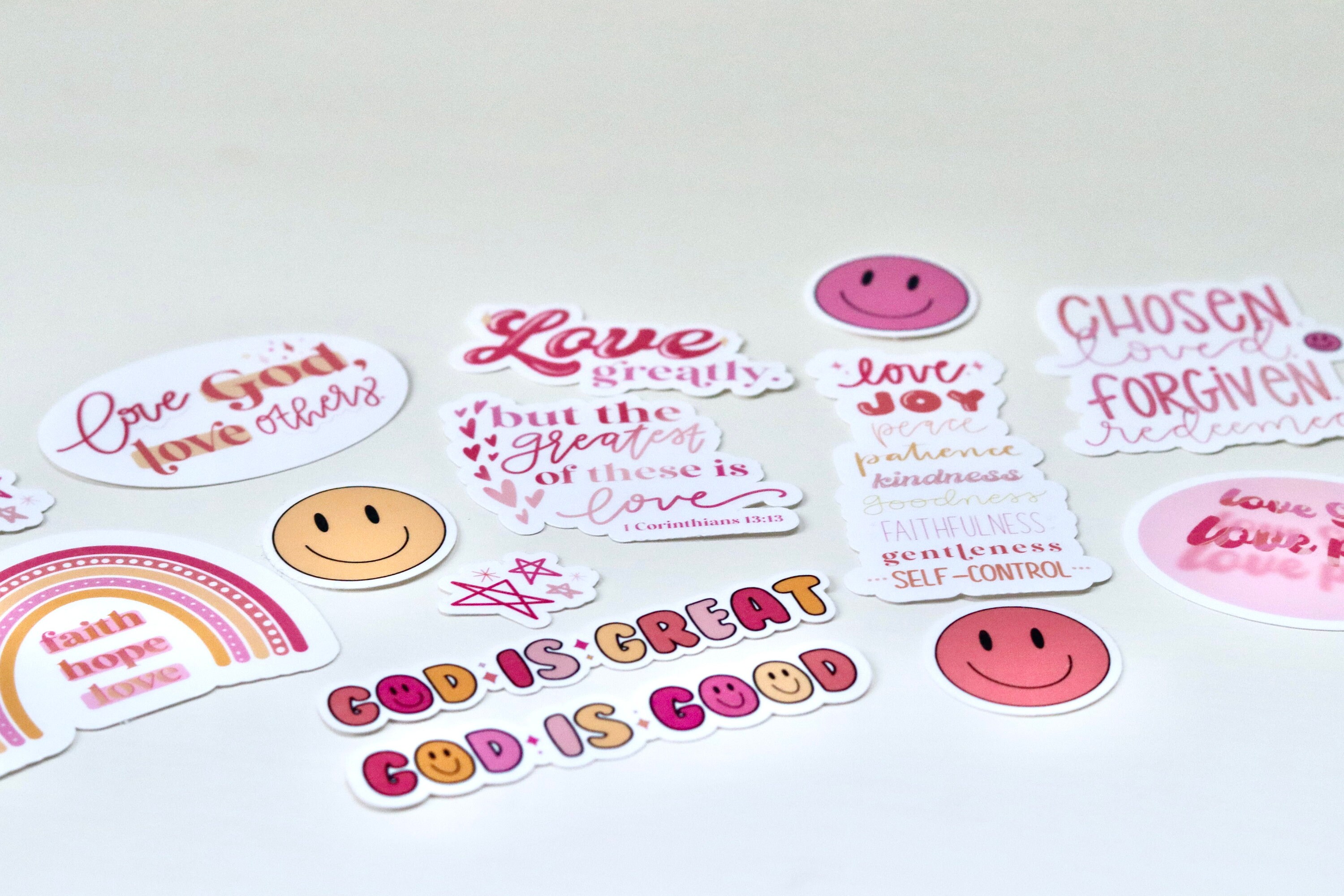Christian Sticker Pack Love God, Love People Pink & Gold - Etsy