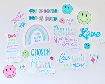 Christian Sticker Pack Love God, Love People Pink & Gold - Etsy