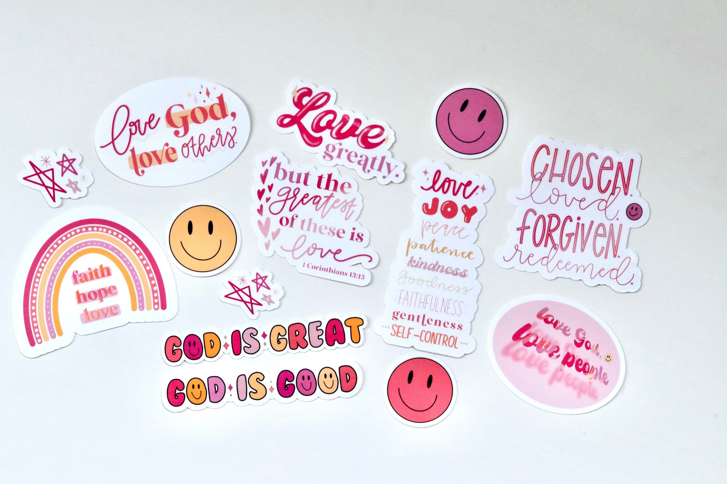 Christian Sticker Pack Love God, Love People Pink & Gold - Etsy