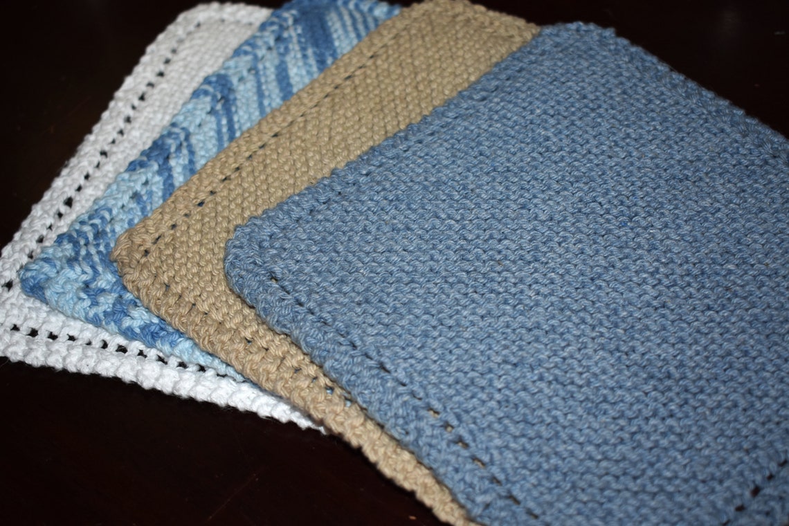 Knit Cotton Multi-use Cloth Set 100% Cotton Hand Knit Set - Etsy