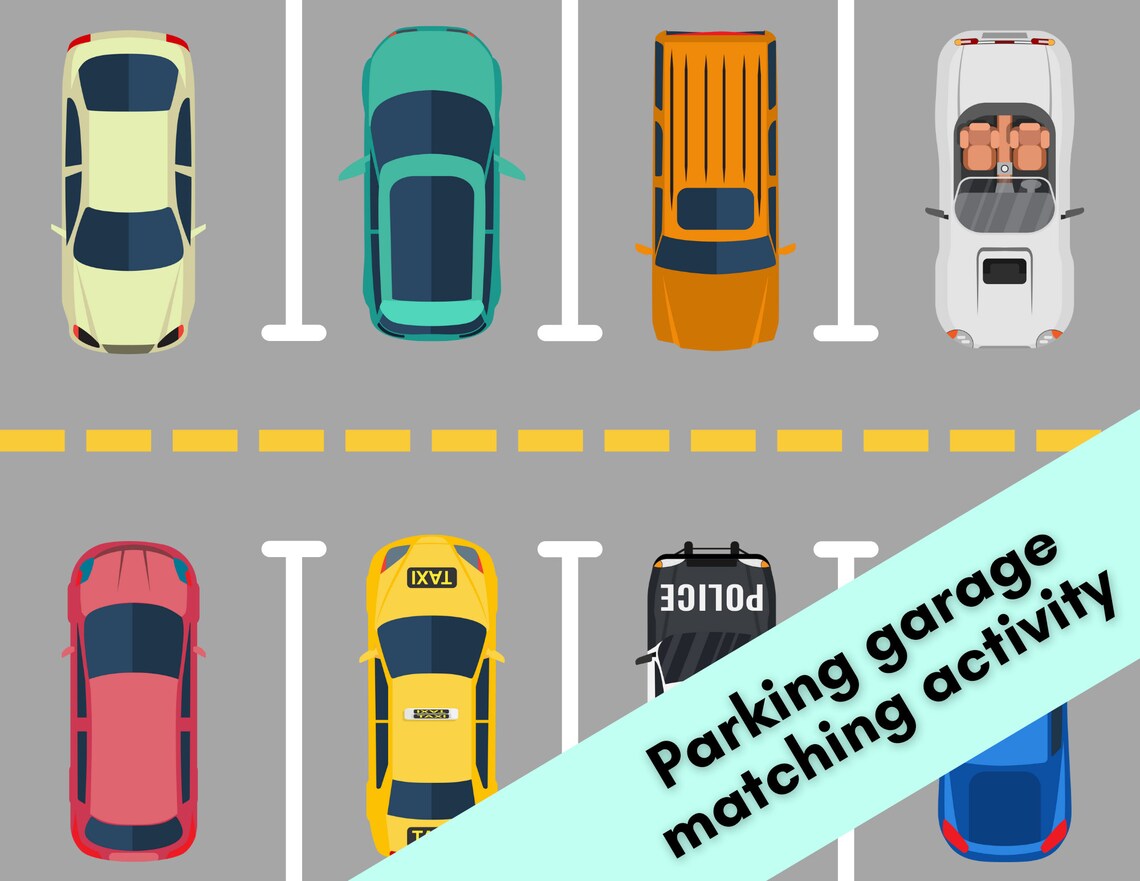 Car Parking Garage Matching Activity for Toddlers, Busy Book Printable ...