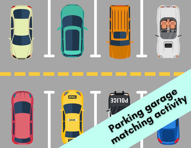 Car Parking Garage Matching Activity for Toddlers, Busy Book Printable ...