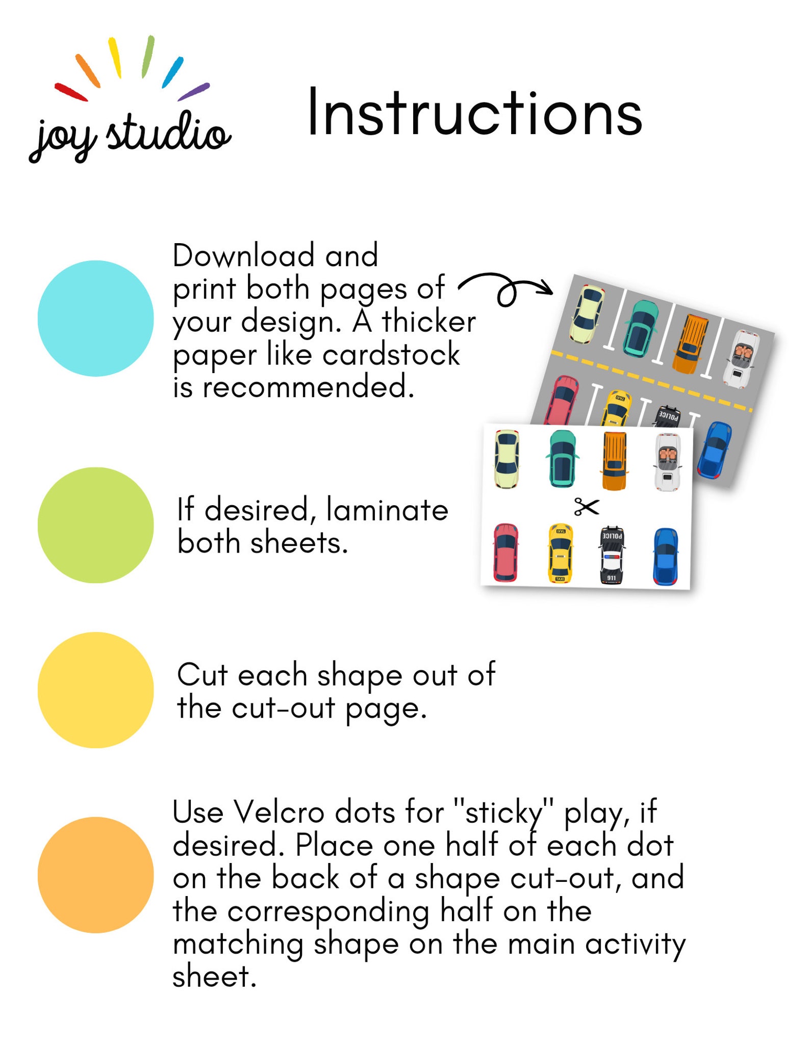 Car Parking Garage Matching Activity for Toddlers, Busy Book Printable ...