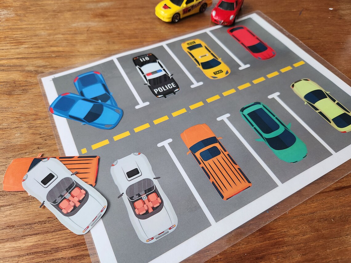 Car Parking Garage Matching Activity for Toddlers, Busy Book Printable ...
