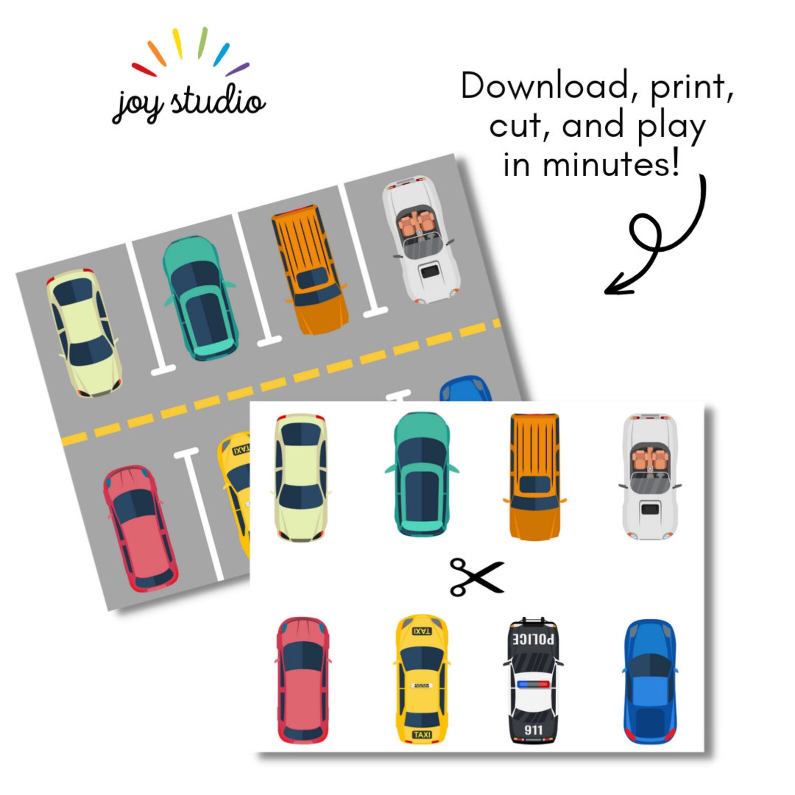 Car Parking Garage Matching Activity for Toddlers, Busy Book Printable ...