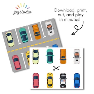 Car Parking Garage Matching Activity for Toddlers, Busy Book Printable ...
