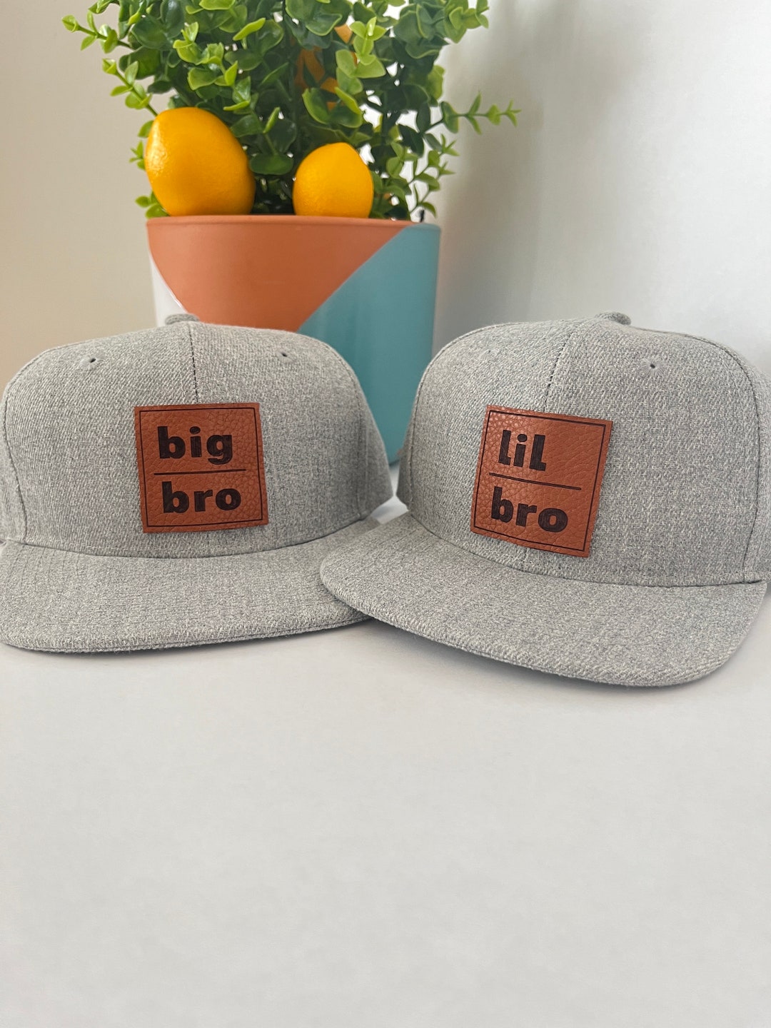 Lil Bro Big Bro Baby Bro Matching Snapbacks Leather Engraved Patch ...