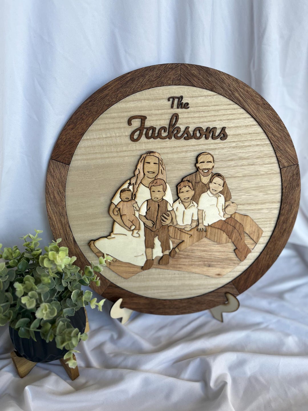 Personalized 3D Family Wood Portrait, Custom Illustration - Etsy