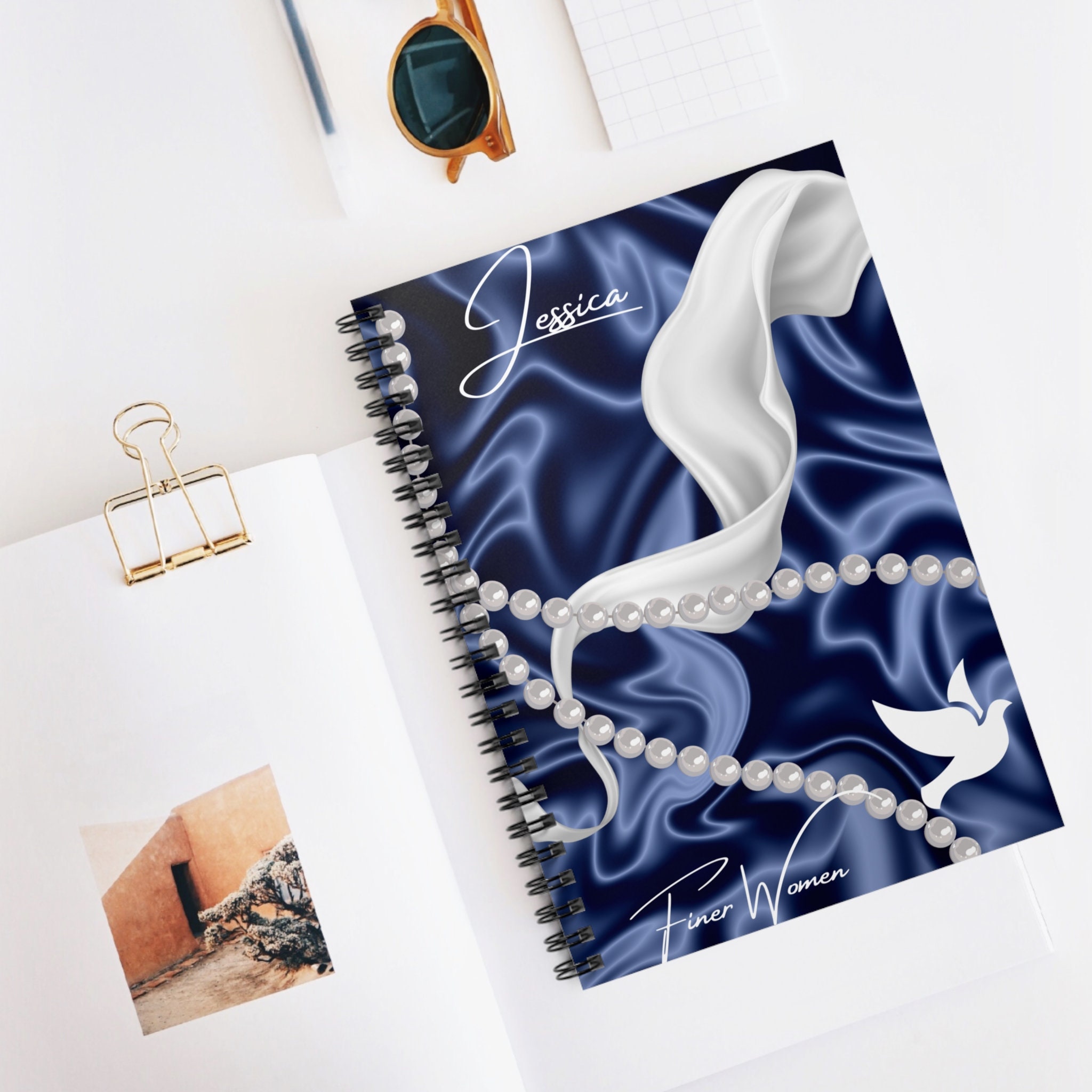 Customized Name Finer Women Spiral Notebook Ruled Line, Probate Gift, Zeta Journal, Birthday ...