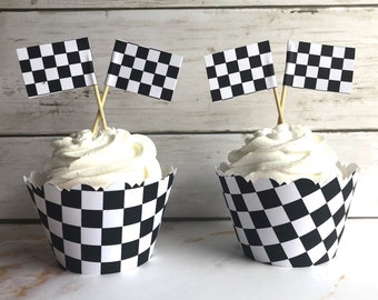 Checkered Flag Racing Edible Cake Cookie Cupcake Toppers, Racing ...