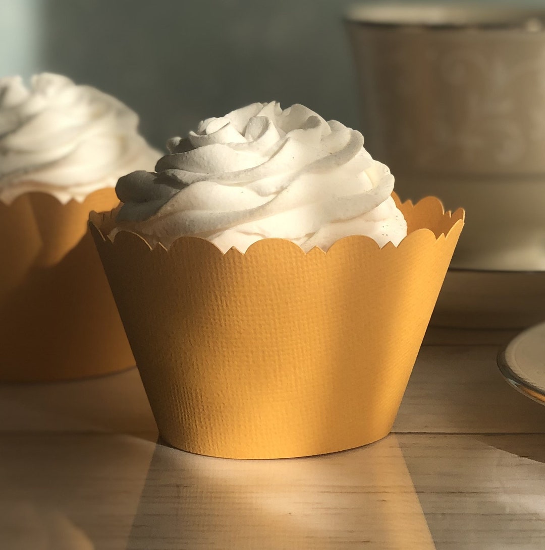 Dandelion Yellow Cupcake Wrappers - Scalloped Edge Fall Wedding ...