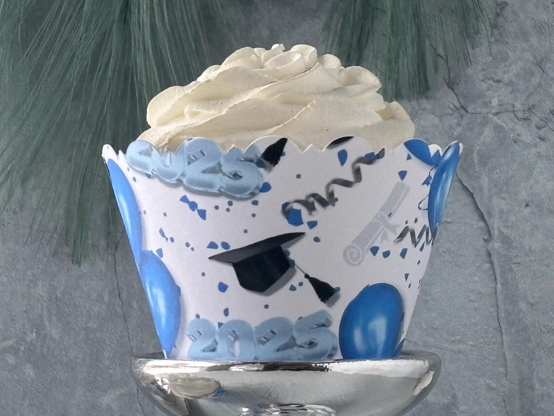 Graduation Cupcake Wrappers Class of 2026 | Blue Theme for Celebrations ...