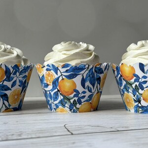 Azulejo Lemons Cupcake Wrappers - Amalfi Coast Scalloped Edge for ...