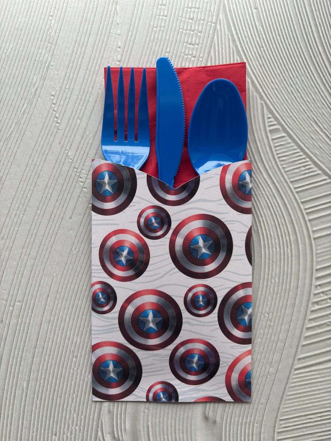 Captain America Inspired Theme Napkins Cutlery Holder Set of 10 ...