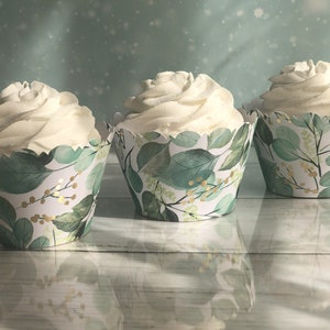 Eucalyptus Cupcake Wrappers - Sage Green With Gold Foil Accents ...